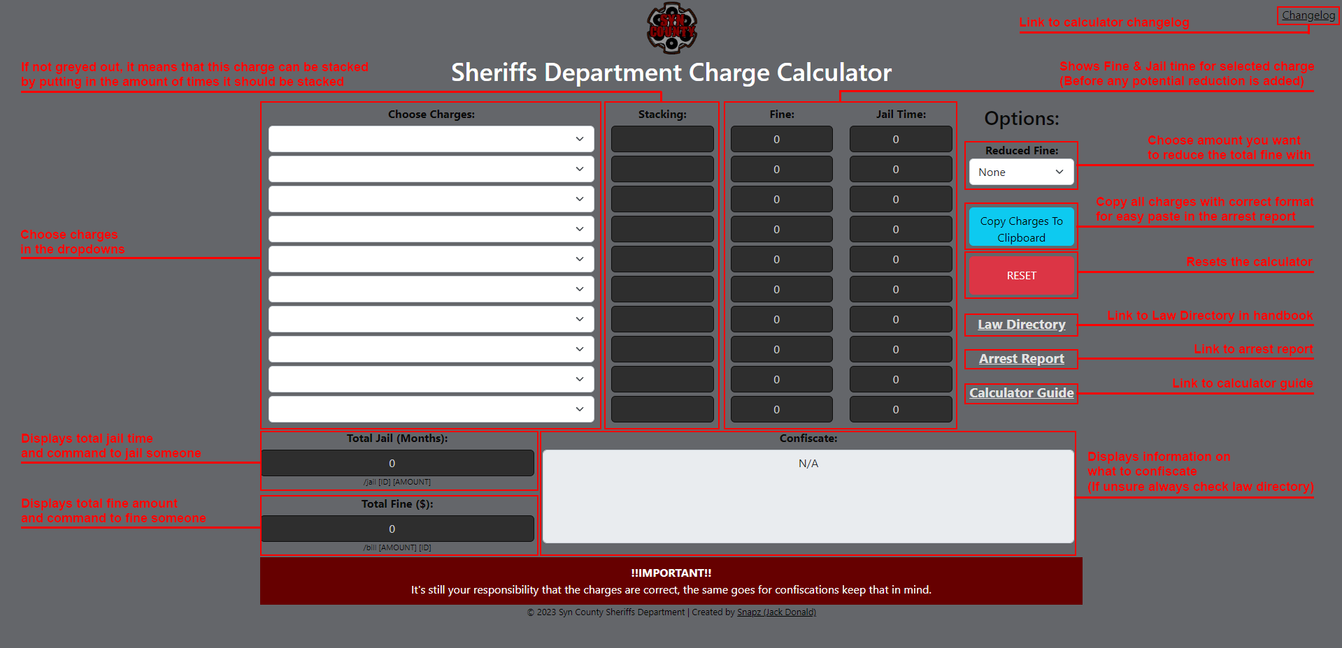 Charge Calculator | Syn County Sheriffs Department